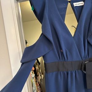 Self-Portrait | Dresses | Self Portrait Navy Vneck Midi Asymmetrical ...